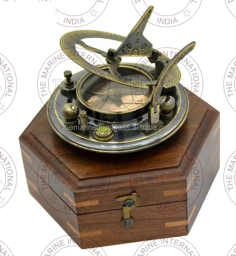 Antique Nautical Compass With Box