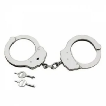 Steel Metal Handcuffs Double Lock Mechanism With Fron Lock And Side ...