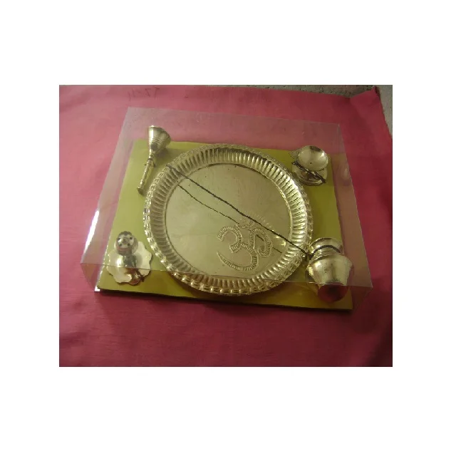 Copper Pooja Thali Set 7 Pieces Indian Occasional Gift Puja Thali 9 ...