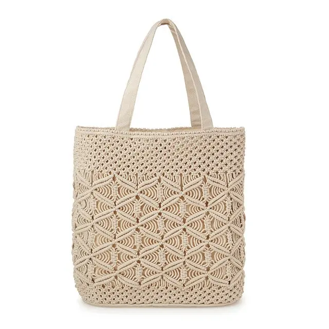 Macrame Tote Bag - White Fashion Trends Wallet Purses Hand Knotted ...