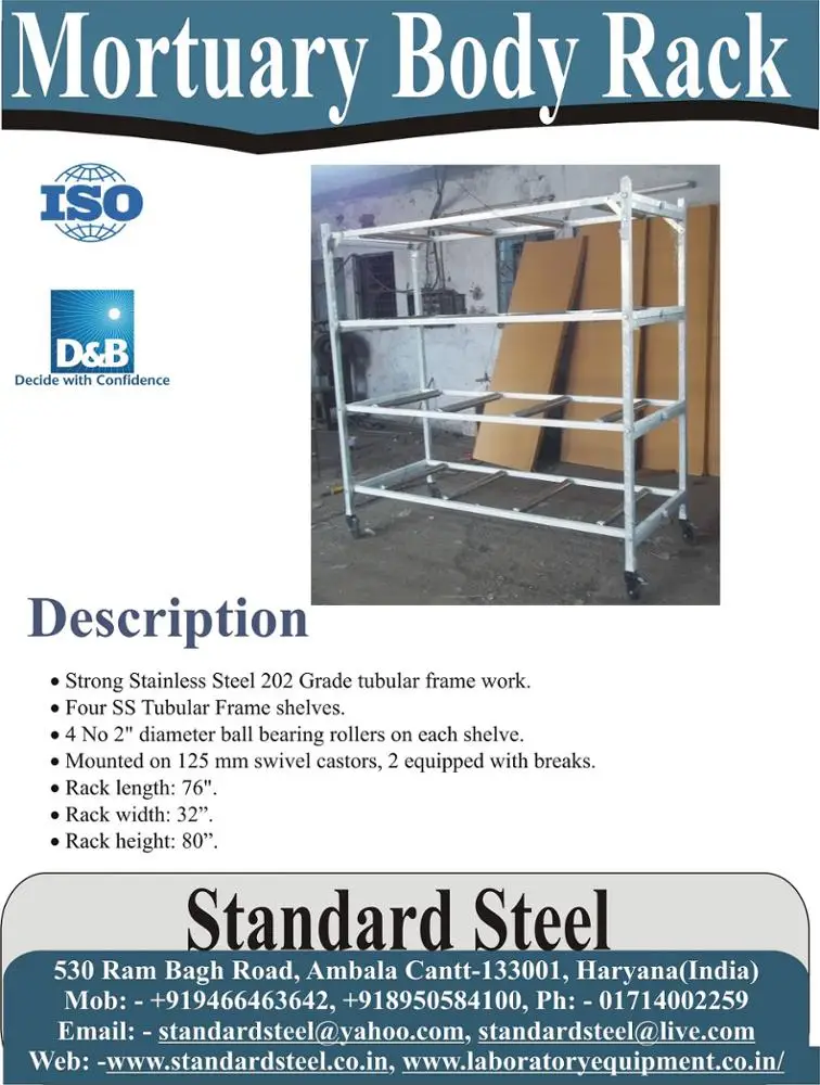 Dead Body Storage Rack - 3 Tier Movable Coffin Shelves