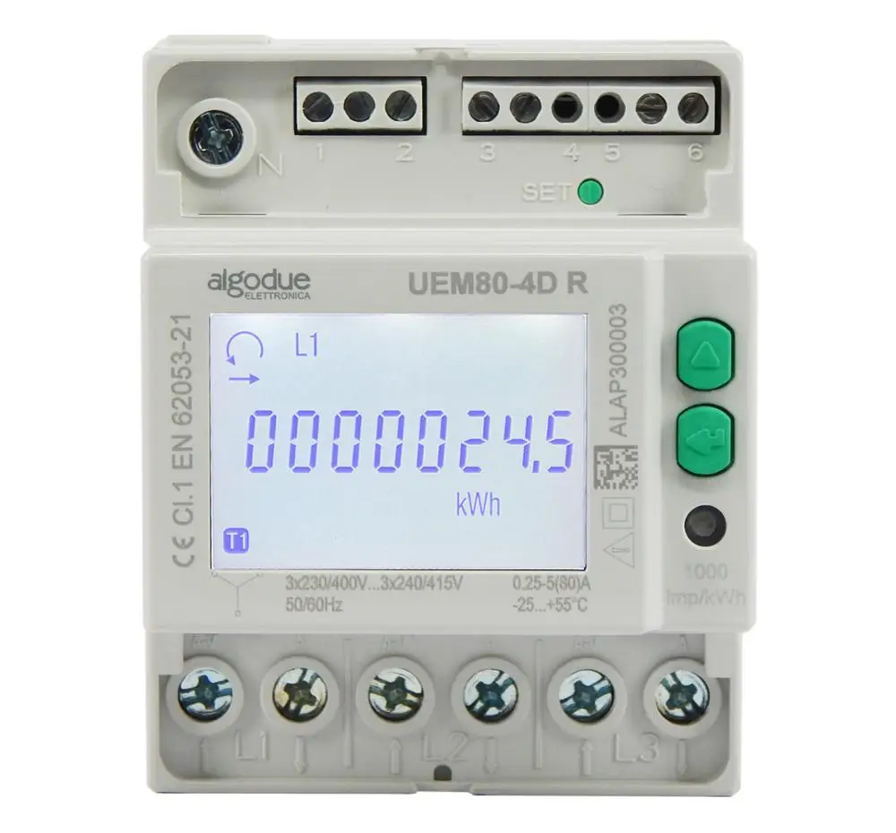 Electricity Meter Three Phase Modbus UEM80 Algodue MID