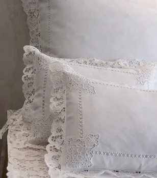 Factory Single Size Plain Cotton White Lace Ahem Stick Hotel Bed Sheets ...