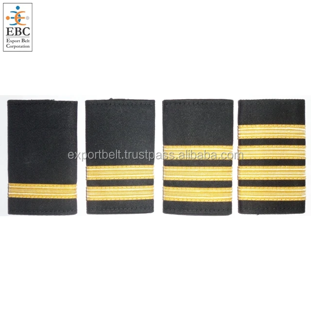 Oem Gold 4 Bar Pilot Epaulets 4 Gold Metallic Stripes On Black Fabric ...