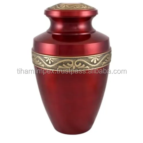 Indian Handcrafted Handmade Design Metal Funeral Urn Red Color Finished ...