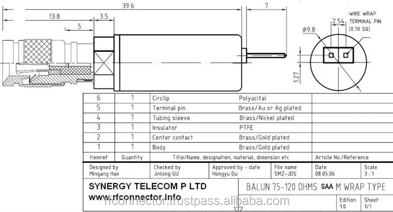 Bulk Quantity Available Made In India Balun Connector Saa Male Wire Wrapping Balun - Buy Saa ...