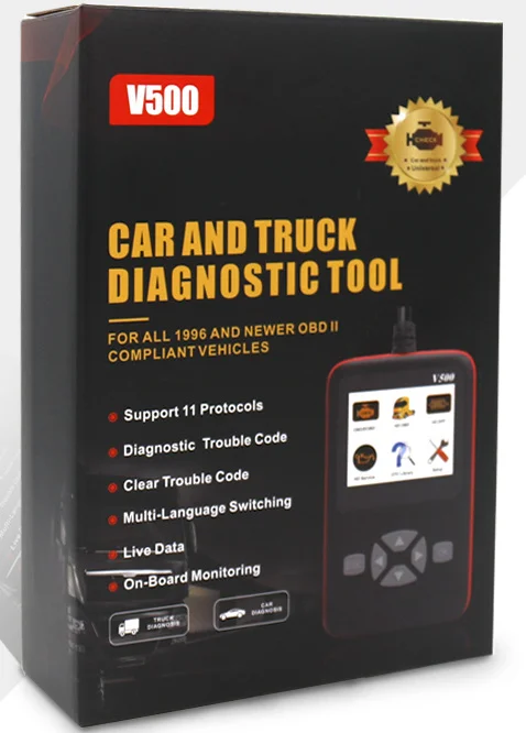 Oem Factory V500 Obdii Elm327 12v 24v Obd Ii Heavy Duty Car Diagnostic Tool Obd2 Truck Scanner ...