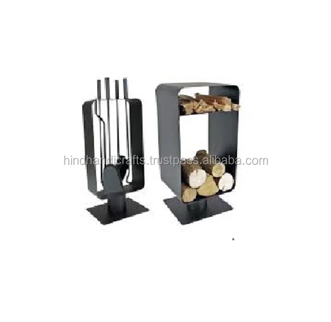 Iron Log Holder & Fireplace Accessories Stand - HHO FPT-008