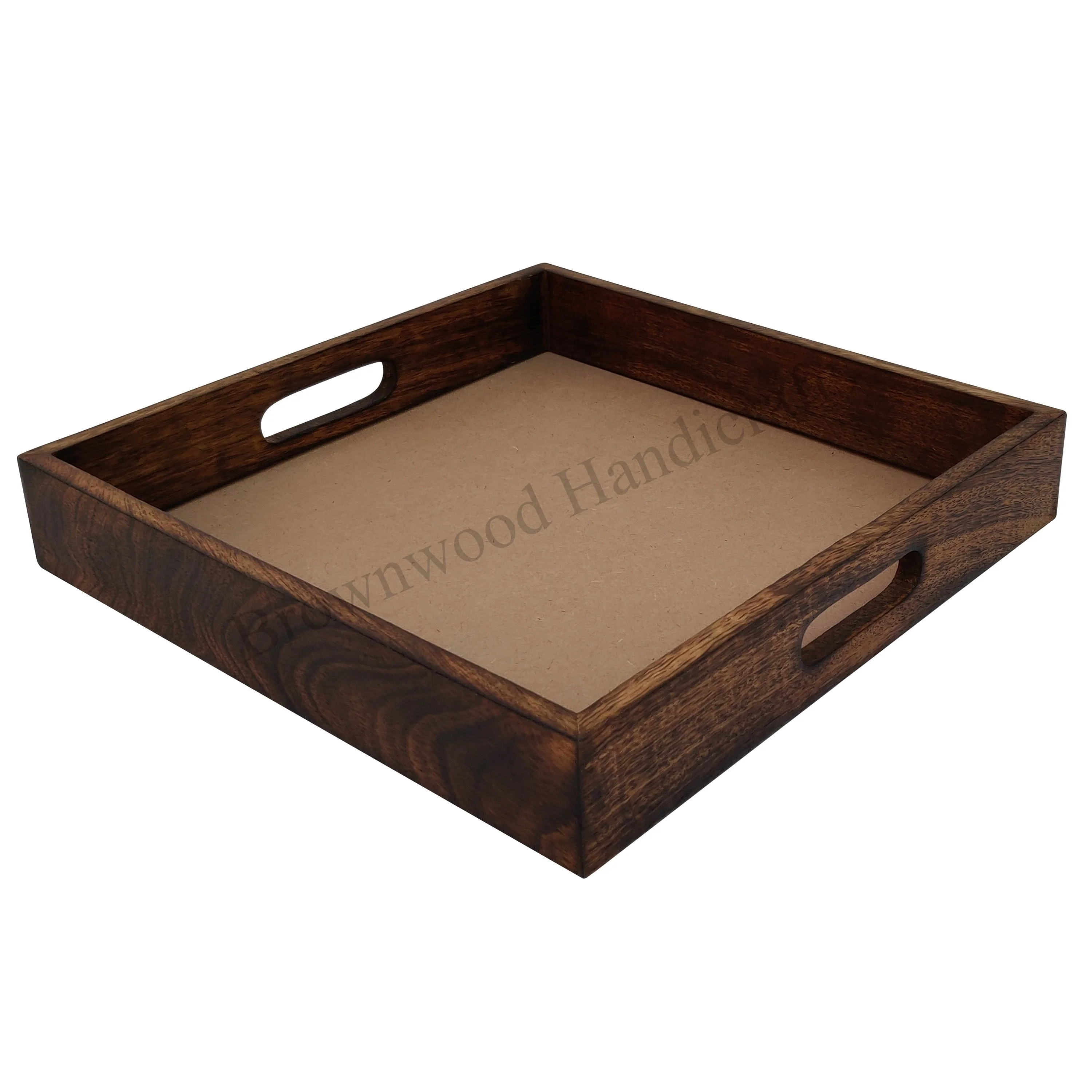 Handcrafted MDF Wood Simple Square Tray with Handles Latest New ...
