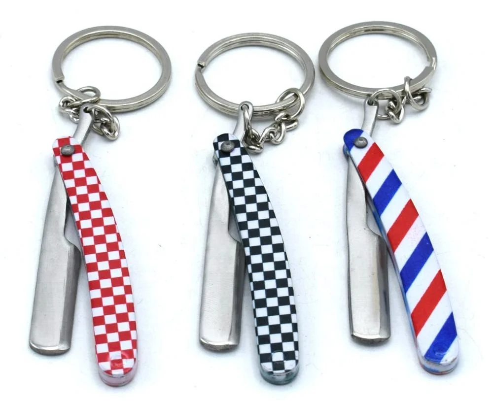 Razor Shaped Stainless Steel Barber Key Ring Razors Key Chains for ...
