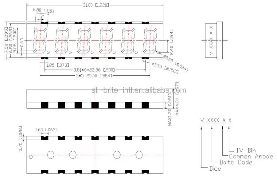 Mini Common Anode/Cathode all Size inch Double Digit 16 Segment LED ...