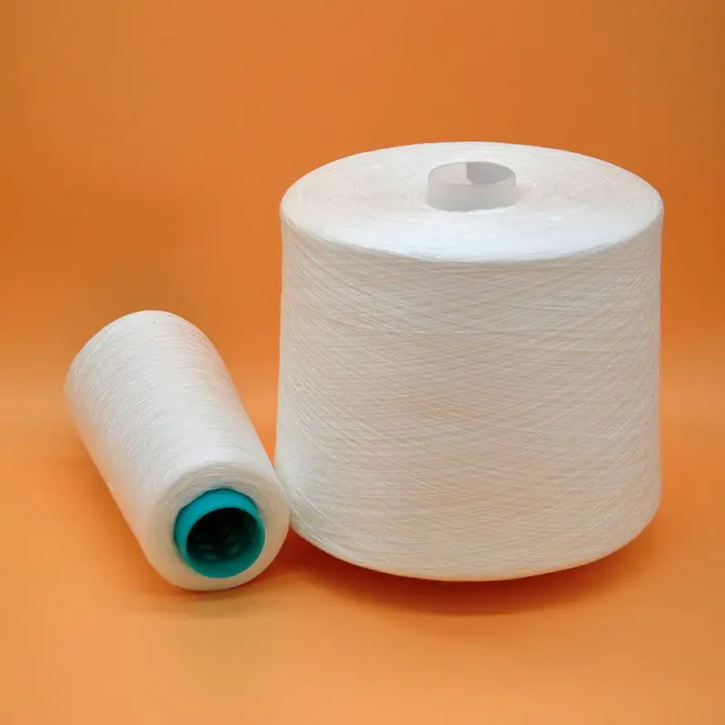 Raw White Polyester Spun Yarn 100% Polyester Virgin Spun Yarn Polyester ...