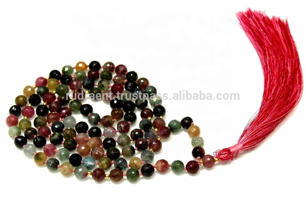 Handcrafted Top Quality Natural Tourmaline Hand Faceted 108 Mala Beads ...