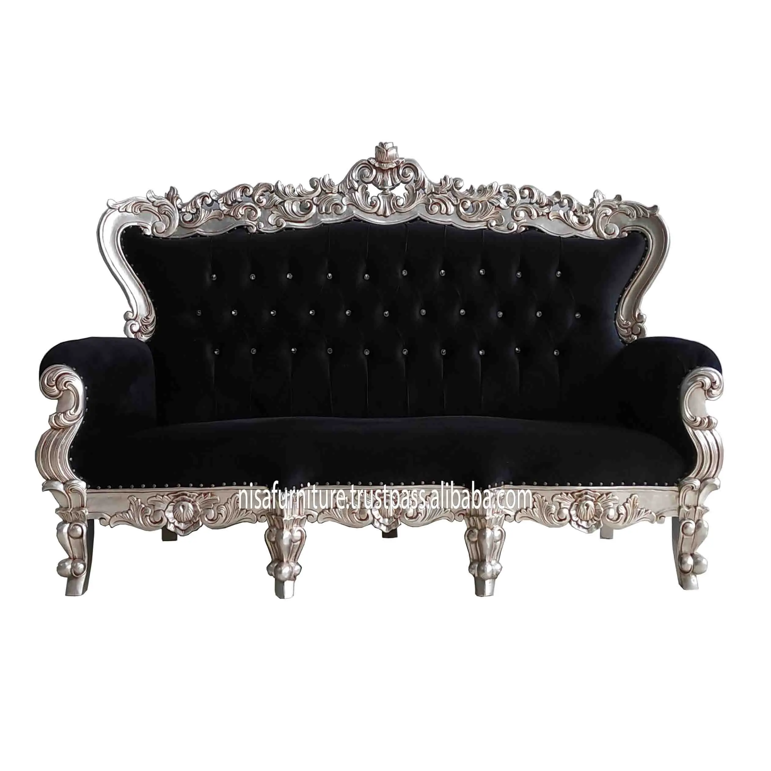 Silver Black Wooden French Rococo Baroque Living Room Sofas(old) Silver ...