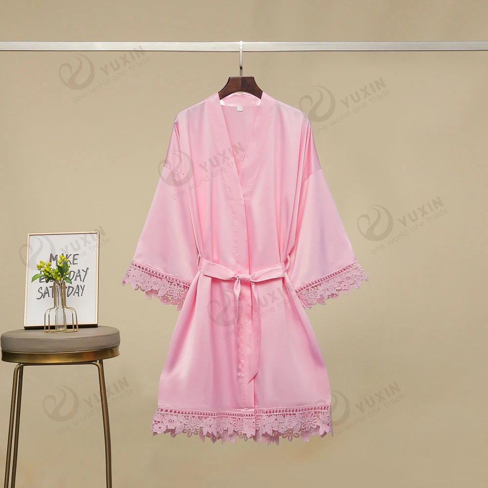 Soft Silk Satin Lace Bridal Robes Bride Silk Lace Bridesmaid Robes Plus ...