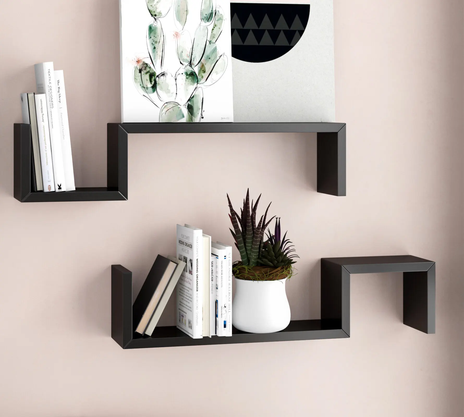 S Shaped Floating Shelves Wood Living Room Furniture Modern Design ...