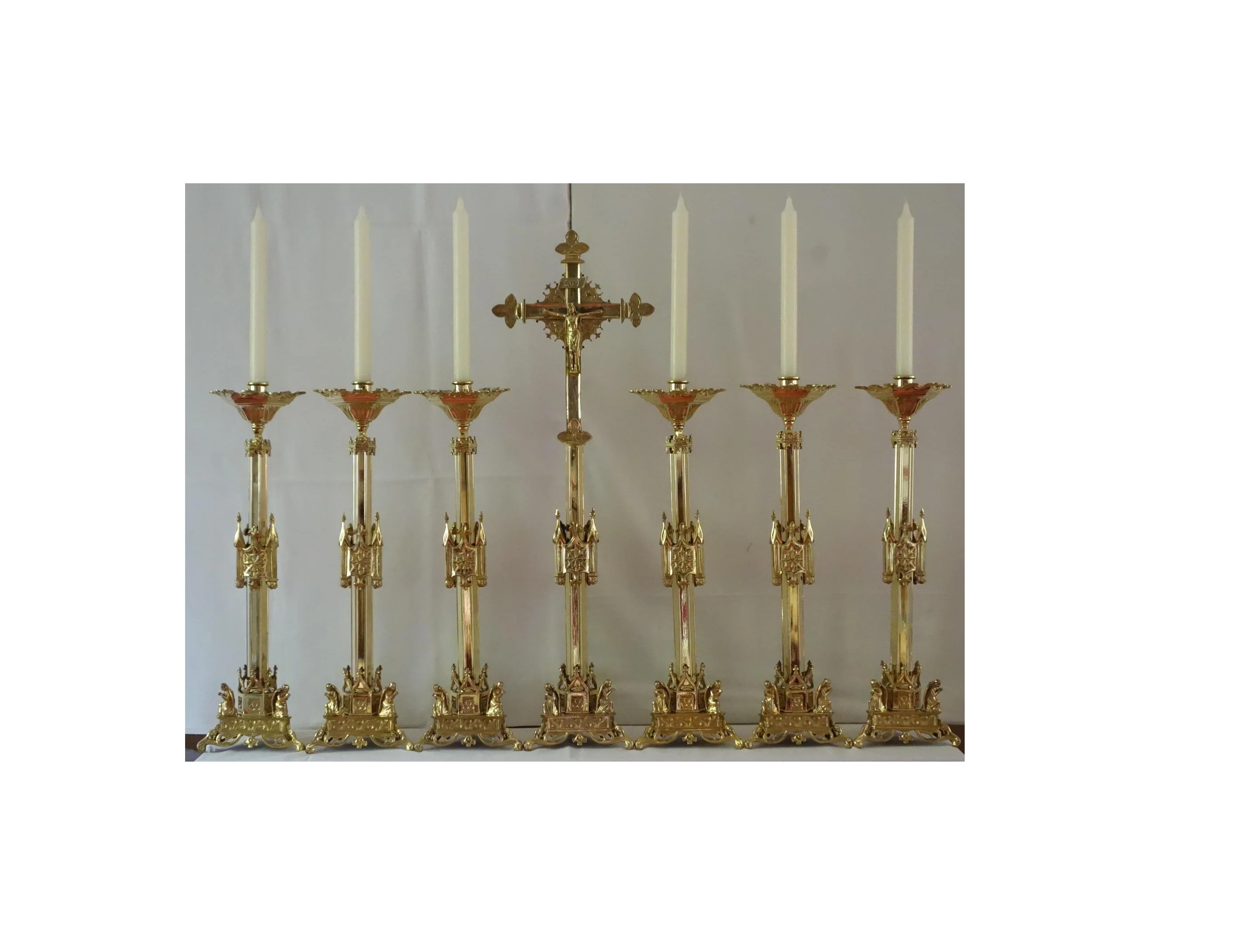 Altar Candle Holder with Alter Cross Set of Seven Church Supplies ...