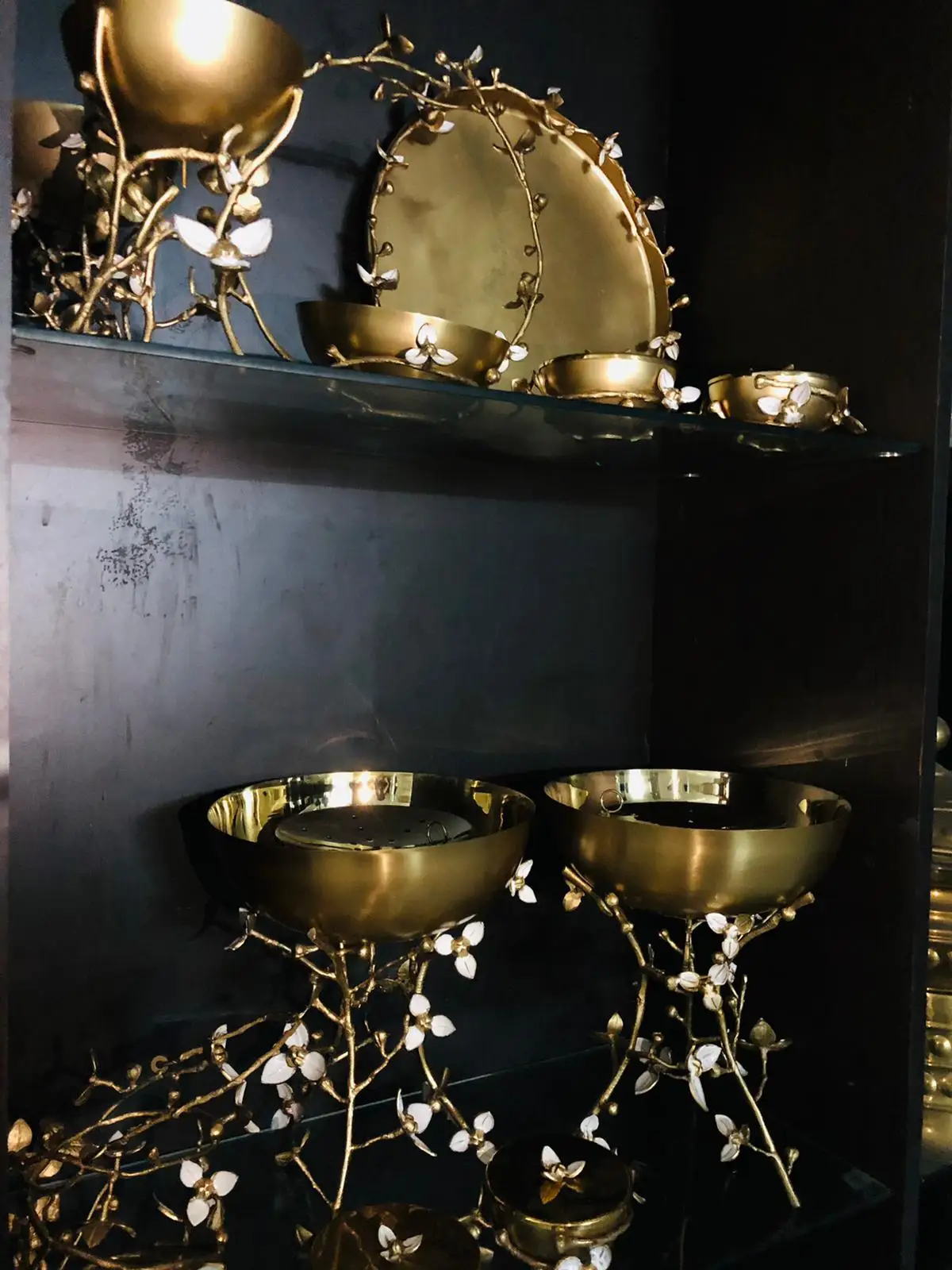 Pure Brass Leaf Design Bakhoor & Incense Burner Full Set Of Tray Nut ...