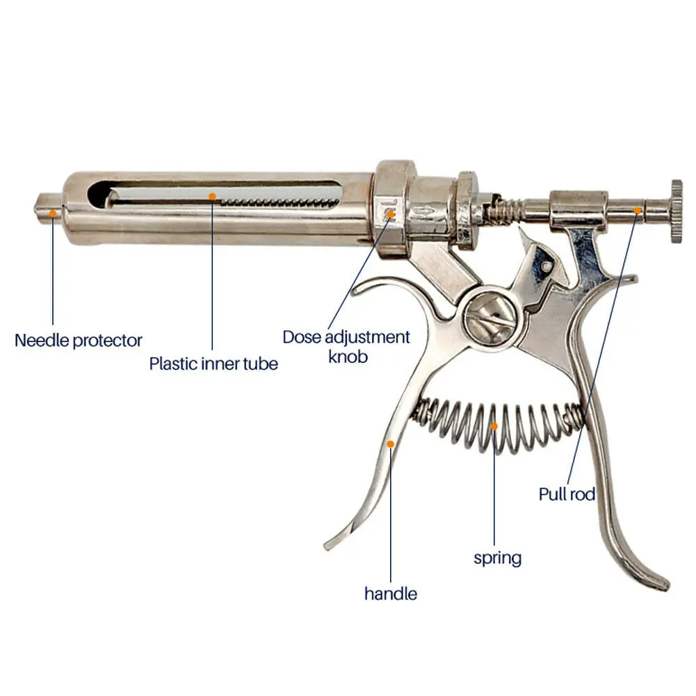 Vaccine Injector Livestock,Multidose Automatic Adjustable Dose Gun Syringe 30ml - Buy Drench Gun ...