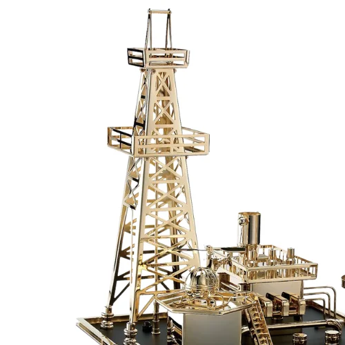 24k Gold Plated Solid Brass Offshore Oil Platform Miniature Ocean ...