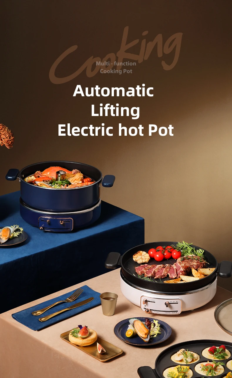 Multi-function Electric Skillet Automatic Lifting Hot Pot All-in-one ...