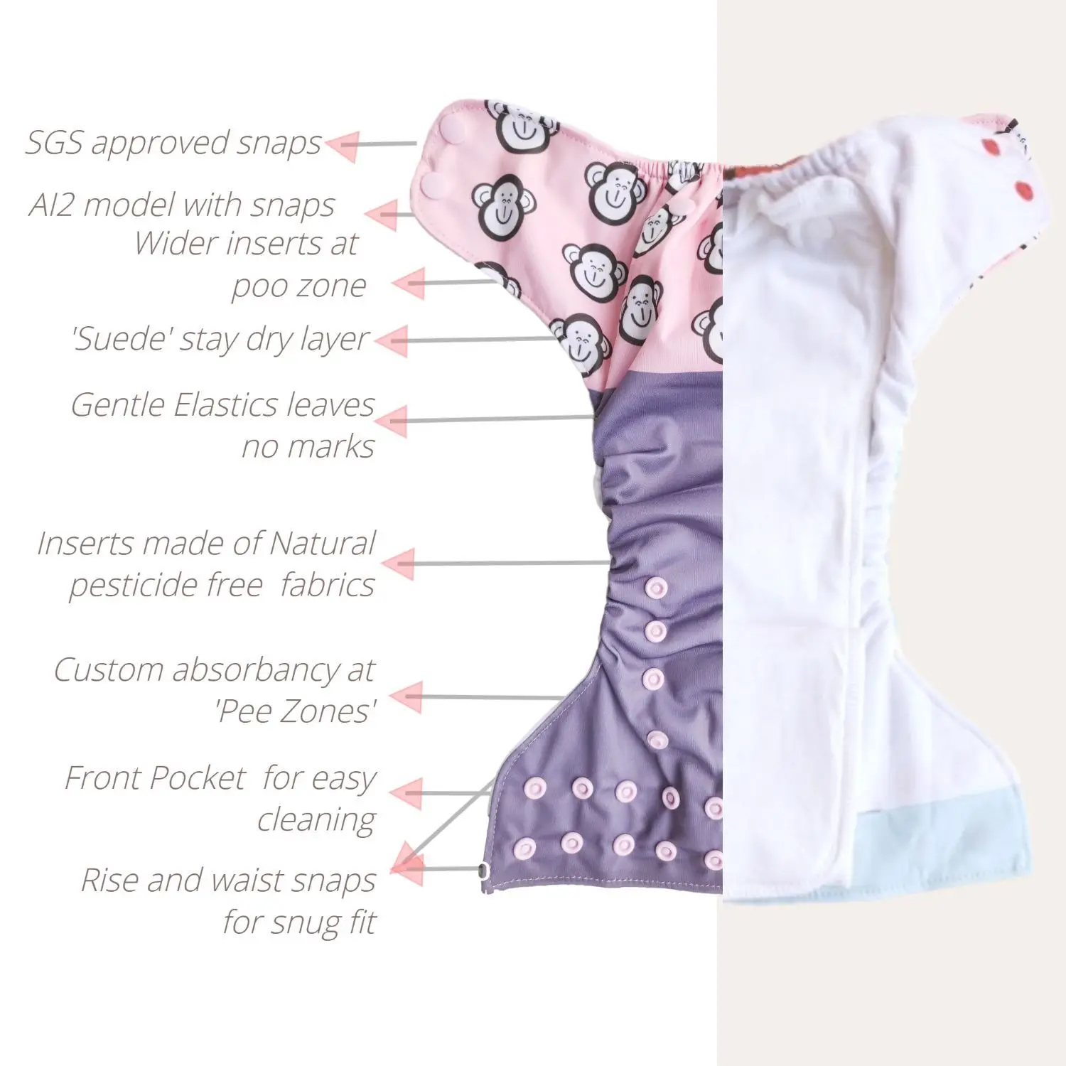 Lc-dd0100 Baby Reusable Multicolor Flower Cloth Diaper Set Washable ...