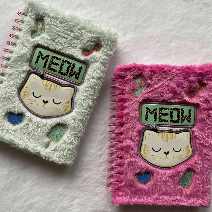 Cute Plush Notebook School Journal Furry Stuffed Animal Toy With 80 ...