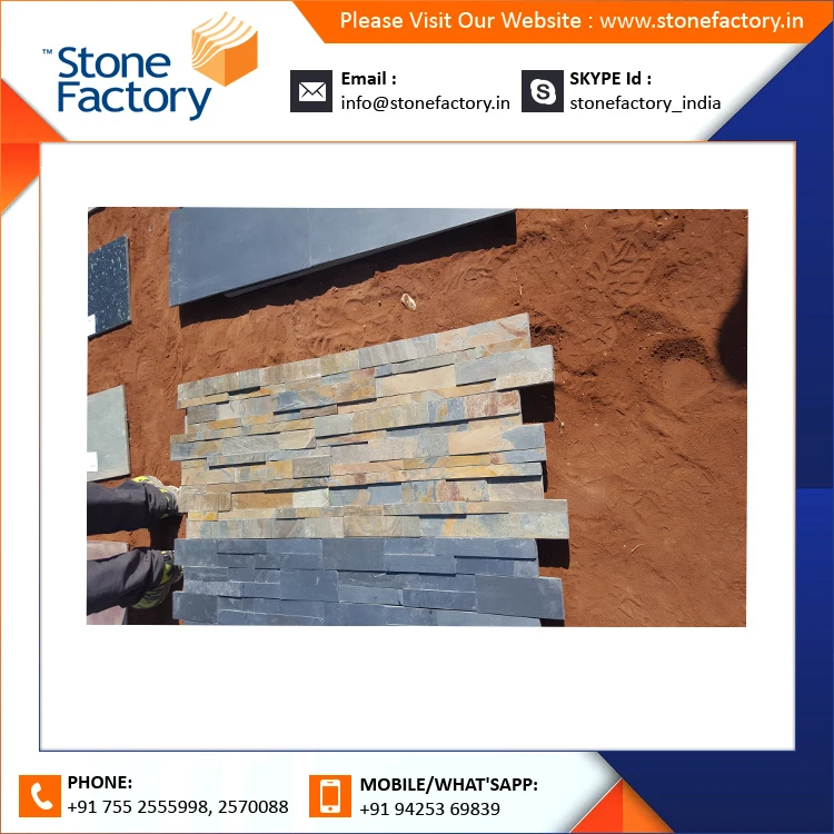 Vijaya Gold Ledger Panel Slate Tiles Unique Design Sandstone Tiles Outdoor Wall Flooring Natural ...