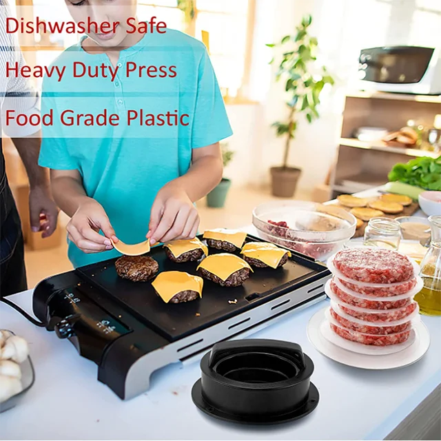 Plastic Burger Press - 3-in-1 Patties Maker with 60 Papers