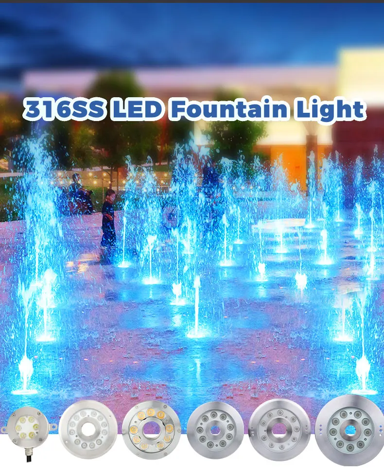2022 Underwater Led Light Water Fountains 18w Submersible Pump Nozzle ...