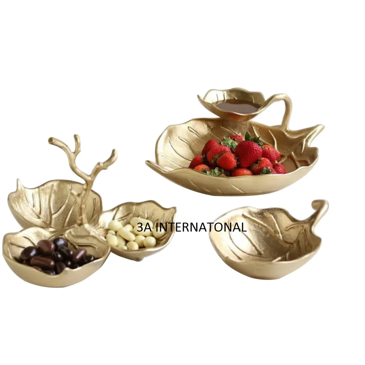 Restaurant Table Salad & Sweet Server Bowl Set Decorative Leaf Designer ...