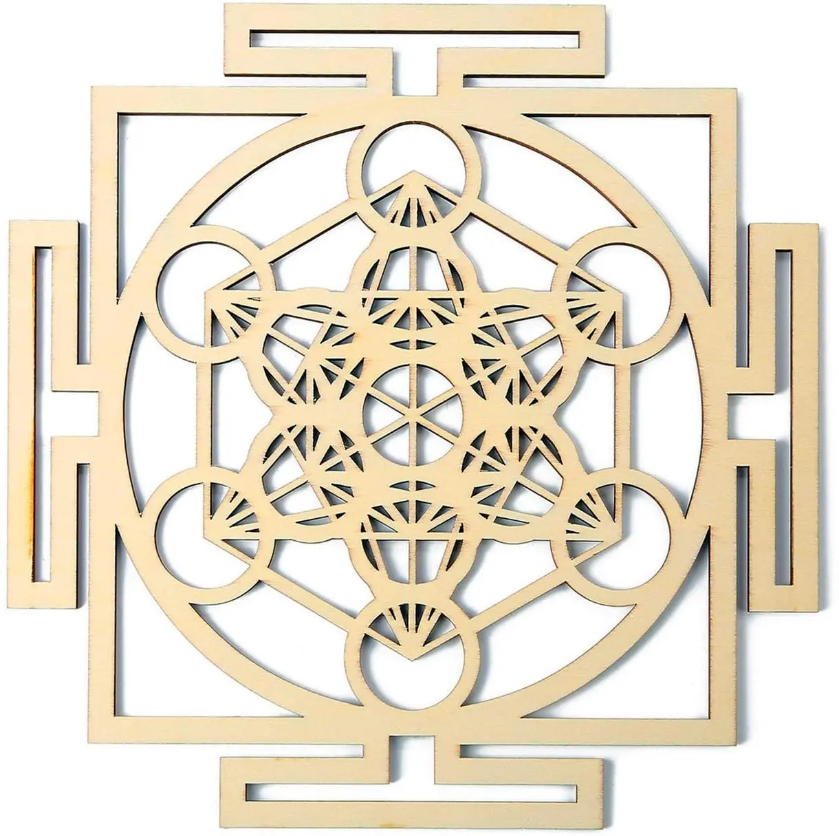 Sacred Geometry Wall Art Sri Yantra Chakras Wooden Hanging Board Laser ...