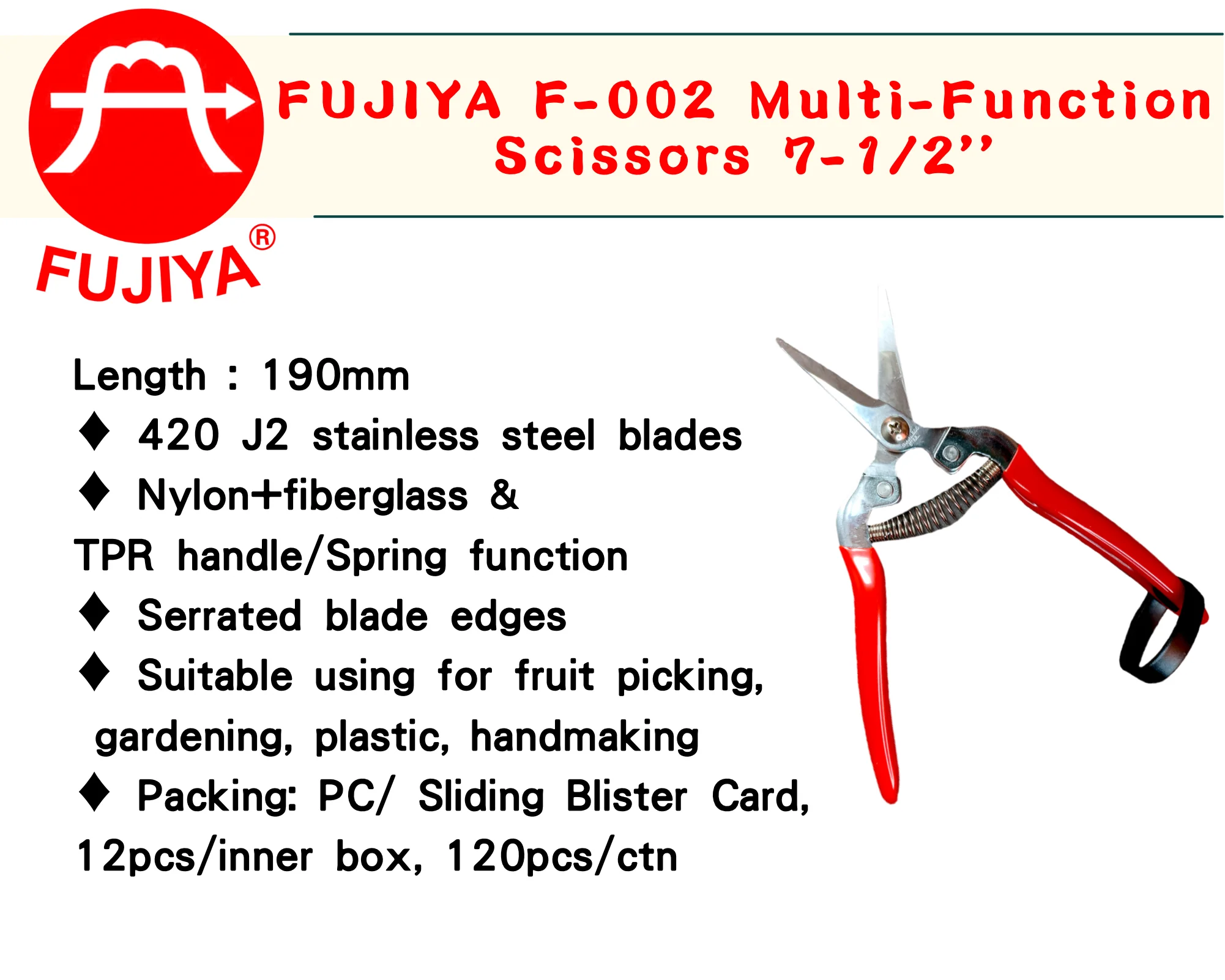 Fujiya Stainless Steel Fruit Picking Shears-straight For Gardening ...