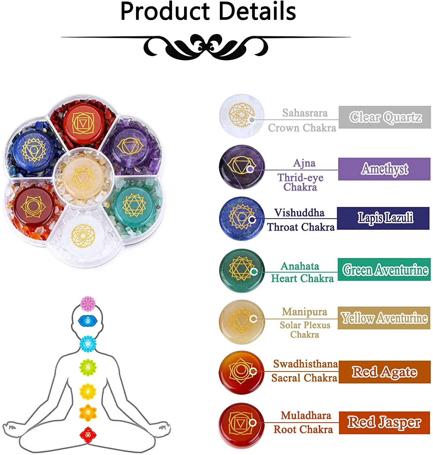 Piedras De Cristal De 7 Chakras,Piedras Naturales Curativas De Reiki ...