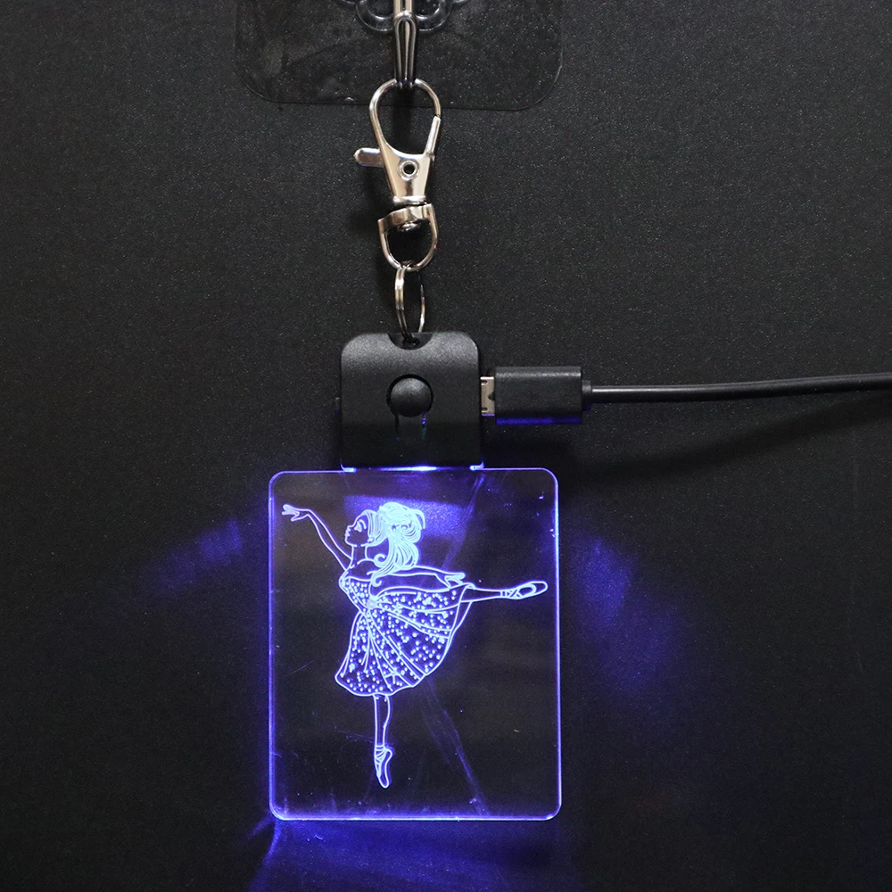 Custom Rechargeable LED Key Chain - Ballet Design