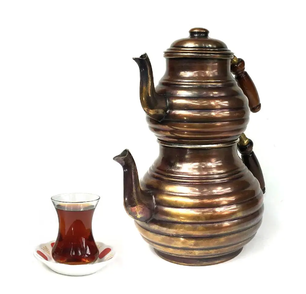 Handmade Hand Hammered Copper Turkish Stovetop Tea Kettle