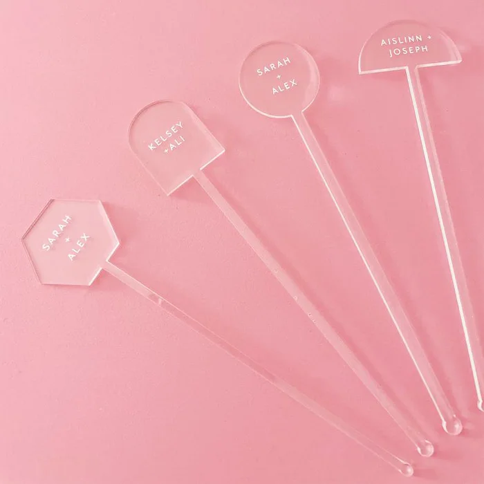 Custom Clear Acrylic Stirrers - Perfect for Weddings & Parties