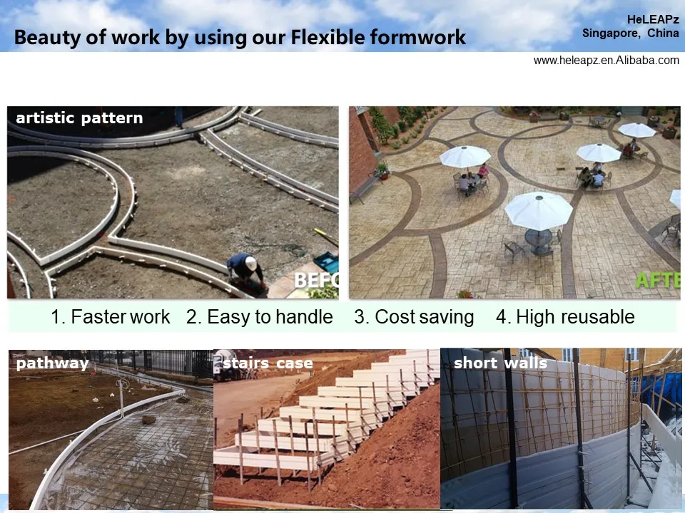 Sidewalk Garden Landscape Flex Plastic Formwork - 500 Times Reusable