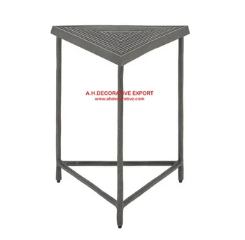 Triangular Shape Top Aluminum Side Table With 3 Legs Footed Base With ...
