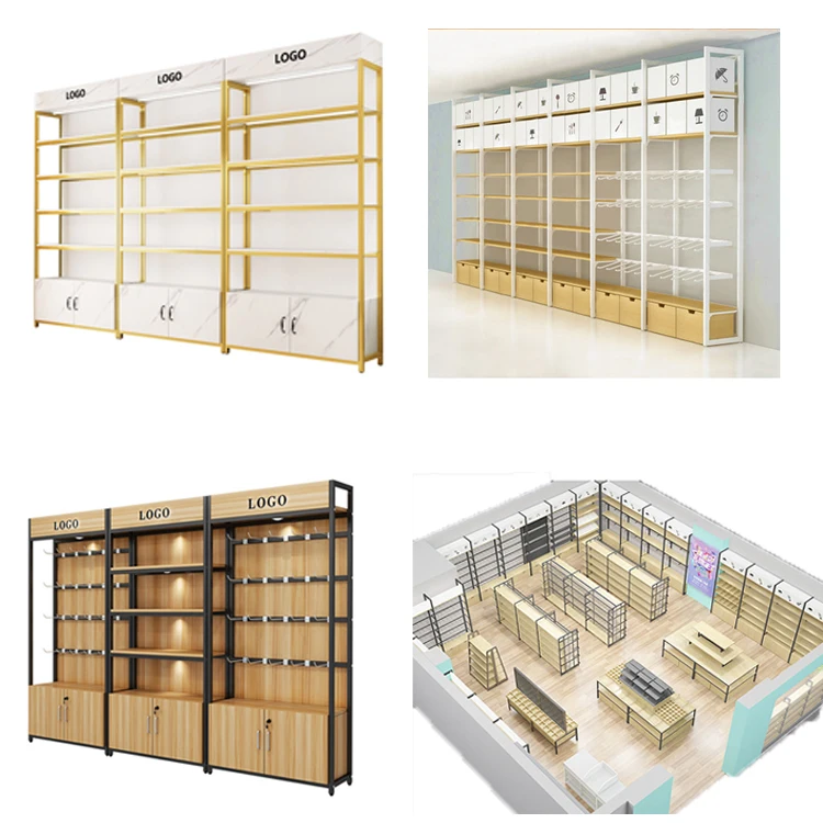 Store Shelves - Durable Metal and Wooden Display Racks