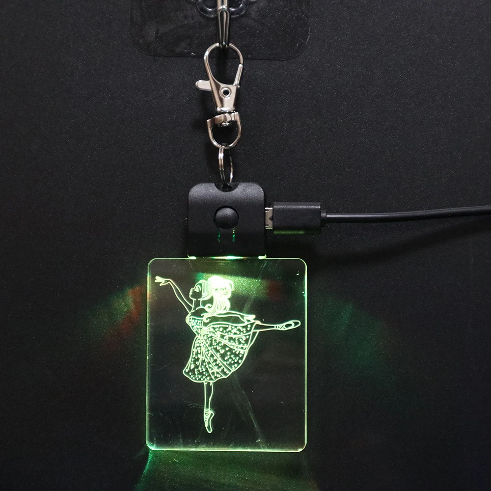 Custom Rechargeable LED Key Chain - Ballet Design