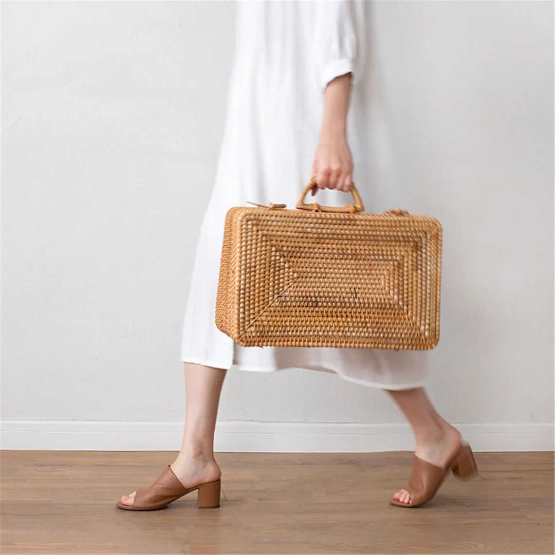 Large Eco Friendly Boho Wicker Rattan Bag Ladies Hand Bag Luggage ...