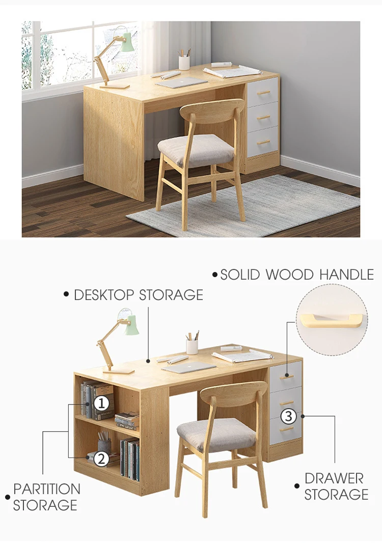 Wooden Desk Weight Home Office Computer Desk with 3 Drawers