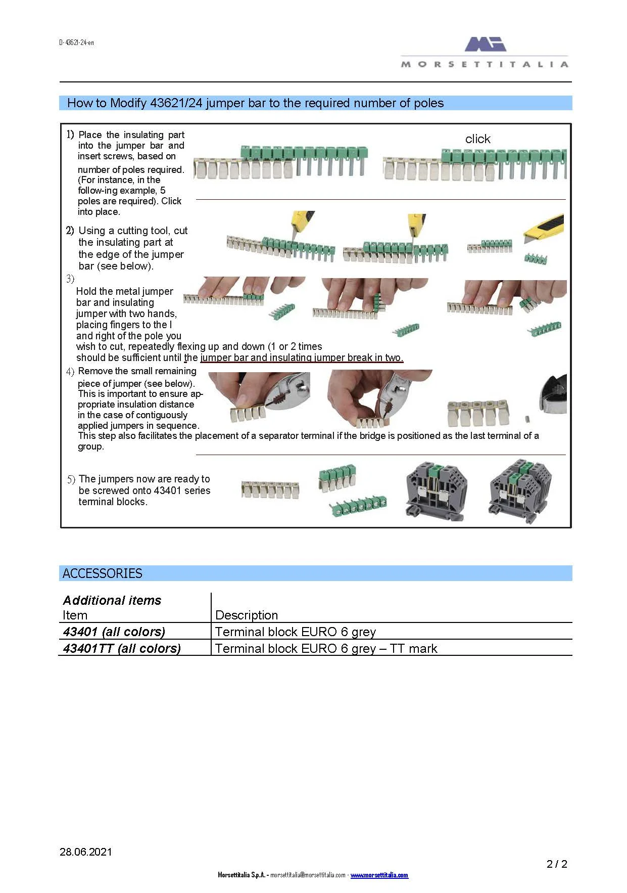 Euro Jp6 Insulated 24 Poles Screw-jumper -pitch 7,1mm - Made In Italy ...