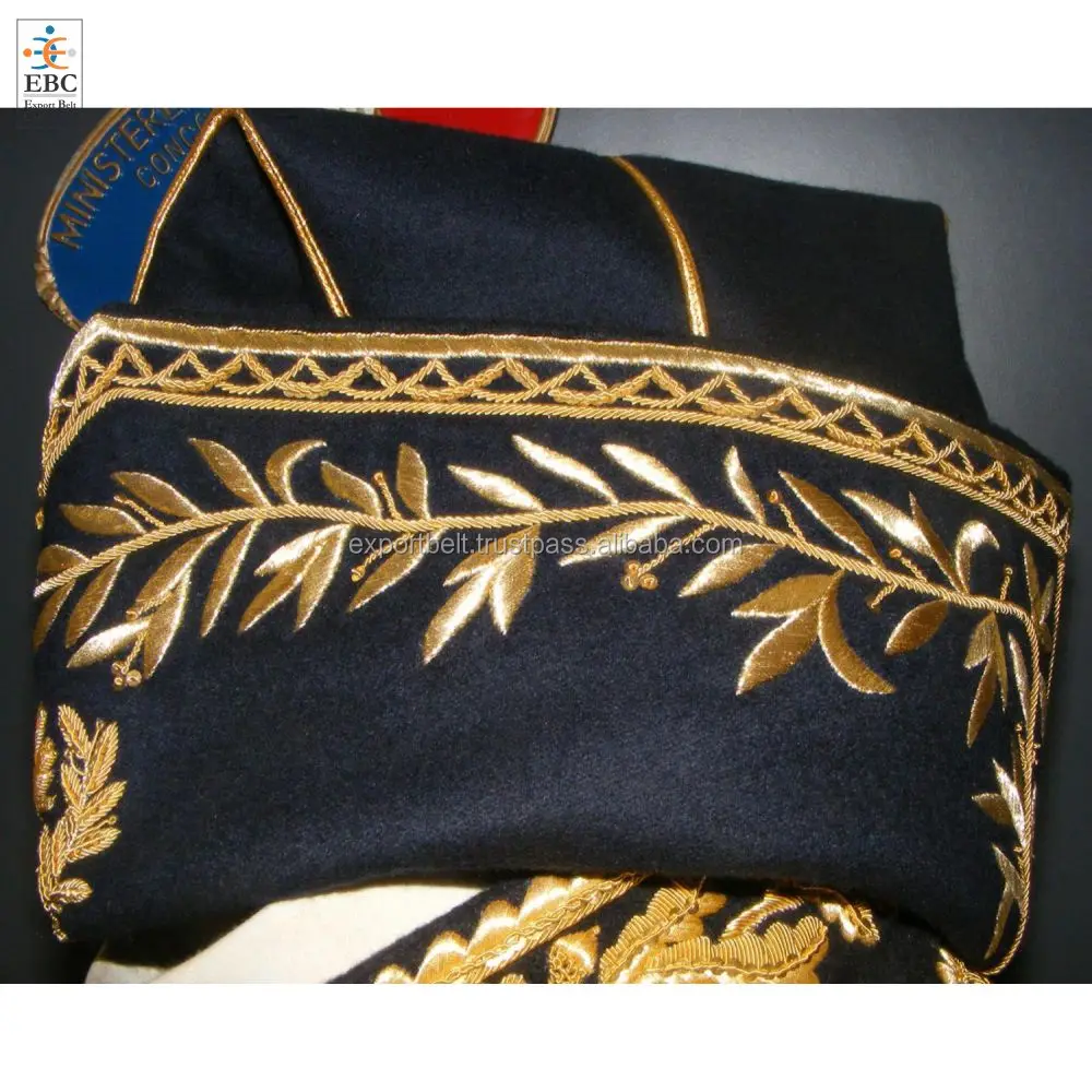 OEM Custom Luxury Bullion Embroidered Collar Cuff Hand Fabric Uniform ...