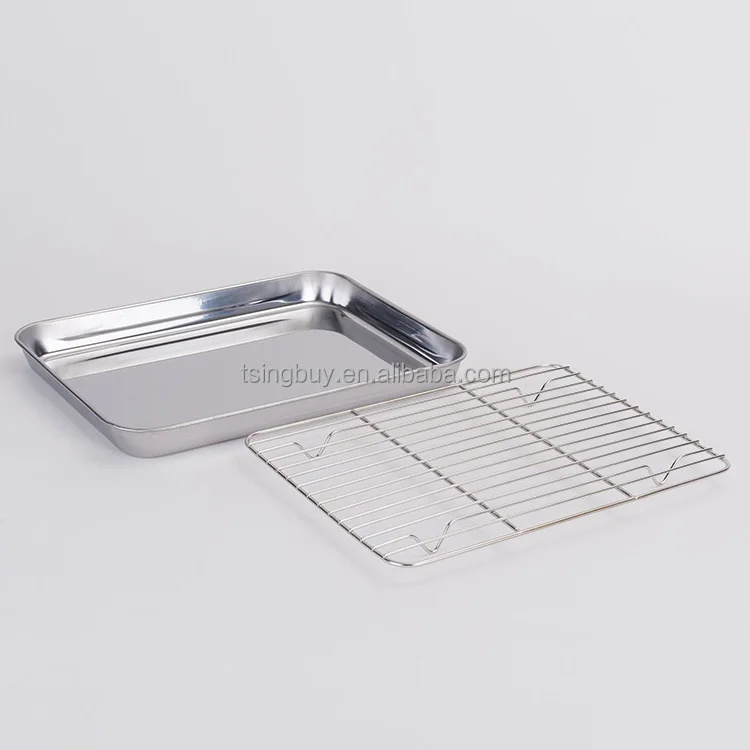 Commercial Stainless Steel Baking Trays Baking Sheet Pan With Wire Rack ...