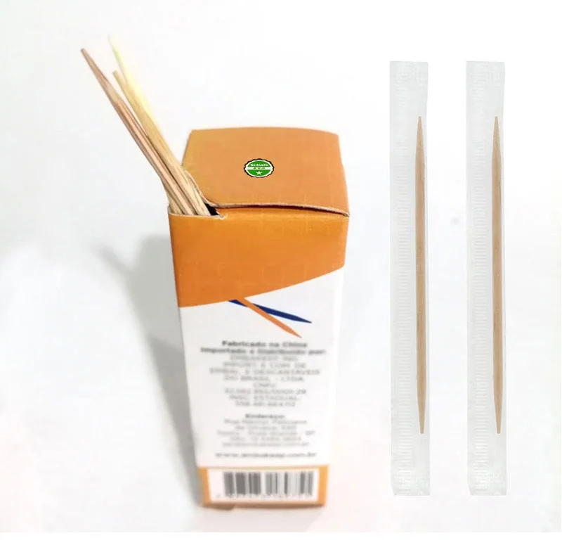 Natural Individually Paper Wrapped Flavored Colored Mint Bamboo Toothpick