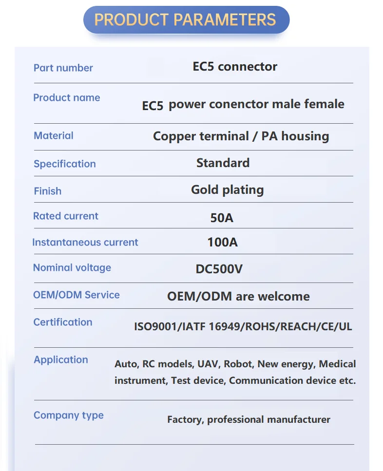 High Current 24k Gold Plated EC5/EC6 RC Connector Plug for PCB ...