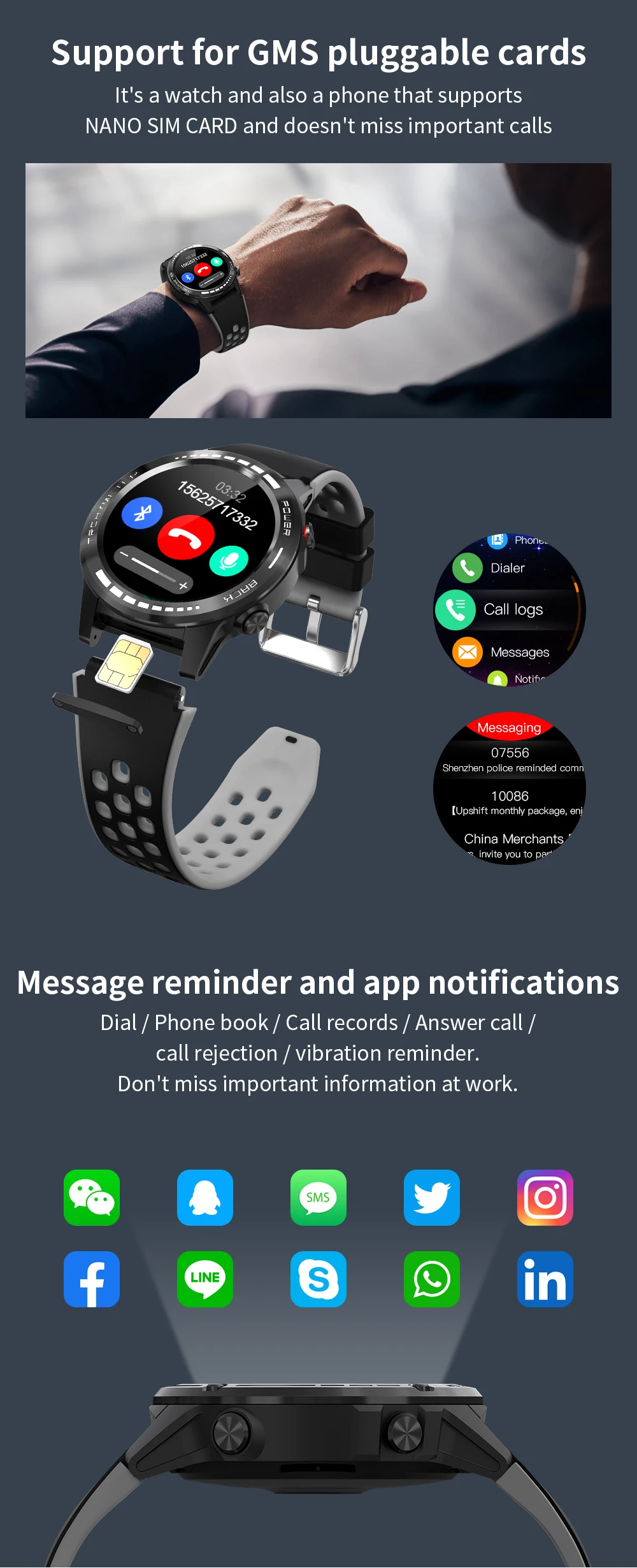 Smart Watch 2021 Sim Card Call Smartwatches Heart Rate Multiple Sports ...