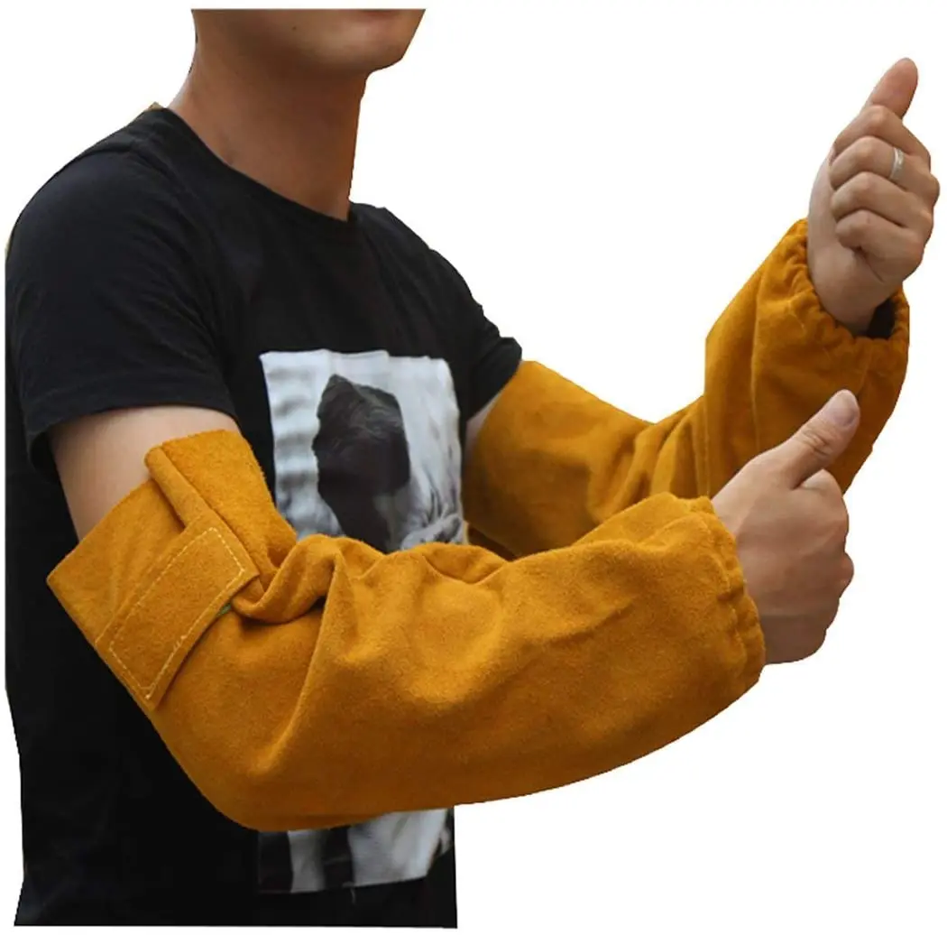 High Resistant Leather Split Arm Sleeves Heavy Duty Sleeves Fireproof ...